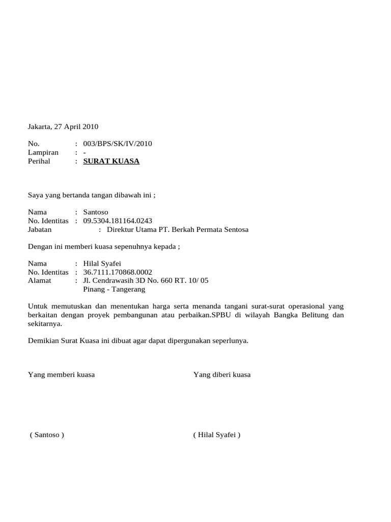 Surat Kuasa BPS | PDF