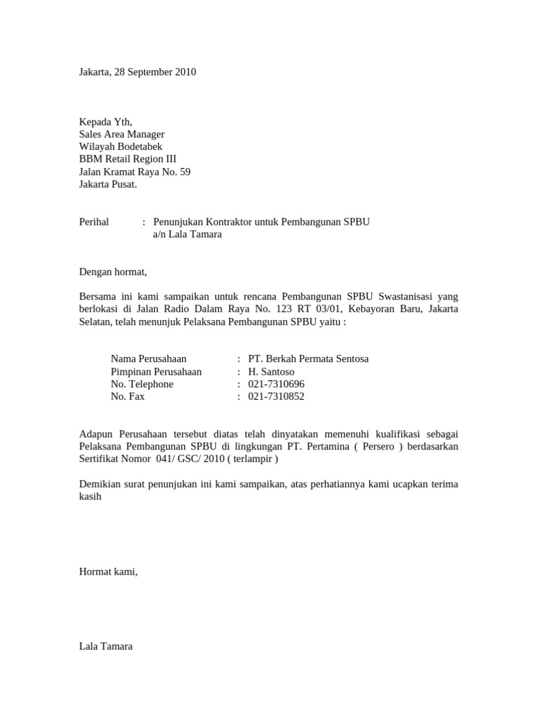 Surat Penunjukan BPS | PDF