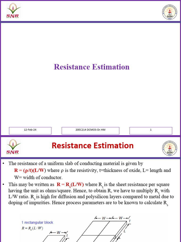 Resistance and Capacitance Estimation-1 | PDF | Mosfet | Capacitance