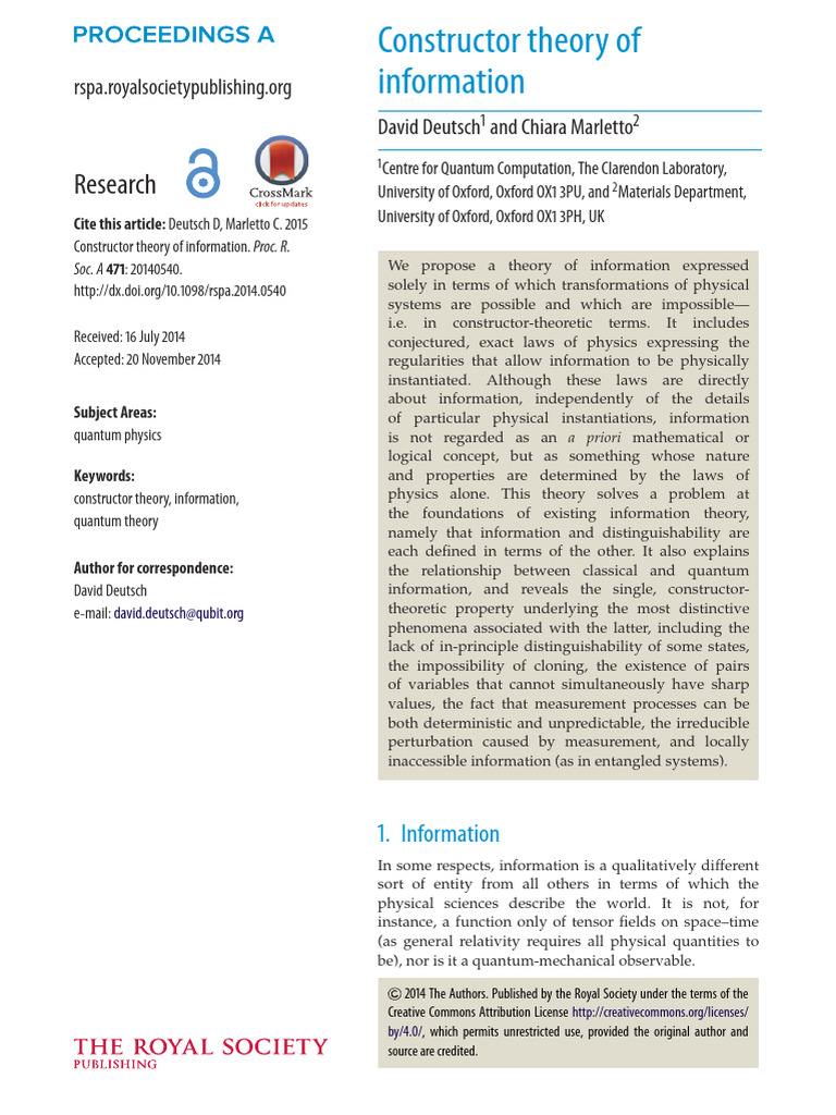 Constructor Theory of Information | PDF | Information | Physics
