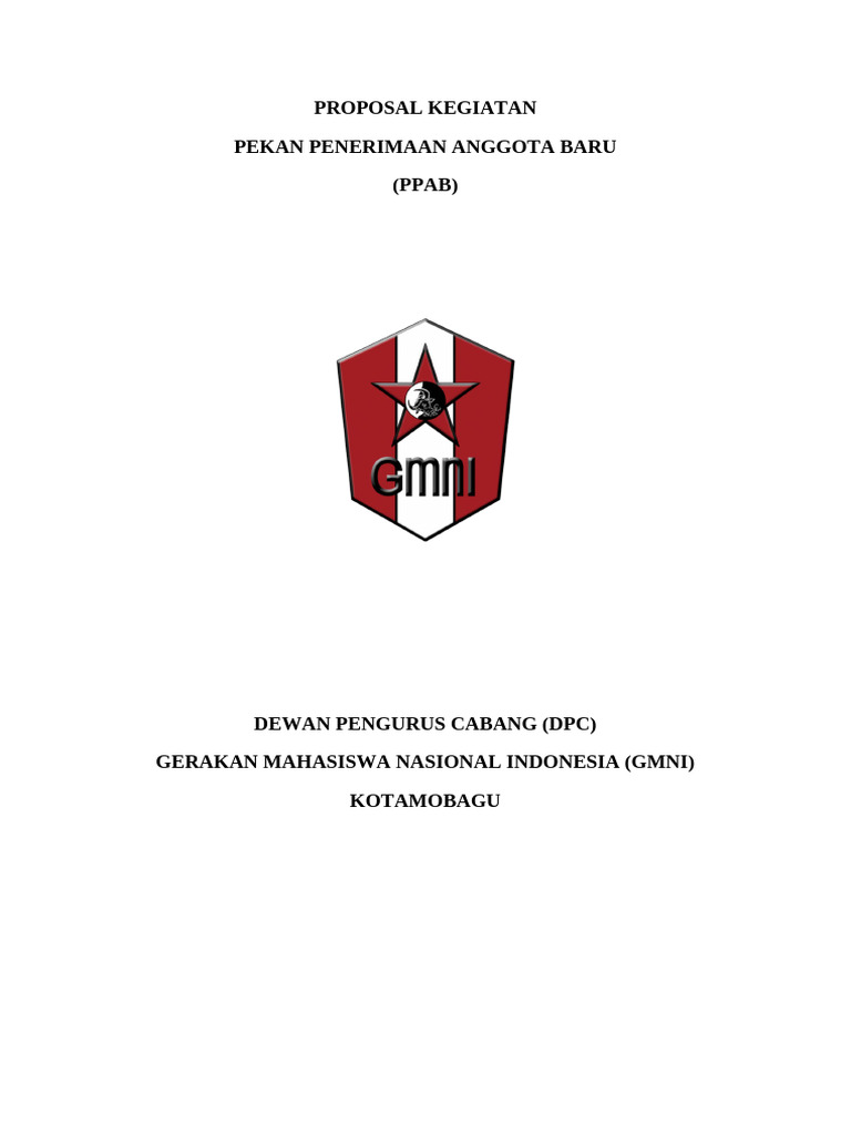 Proposal PPAB DPC GMNI Kotamobagu | PDF