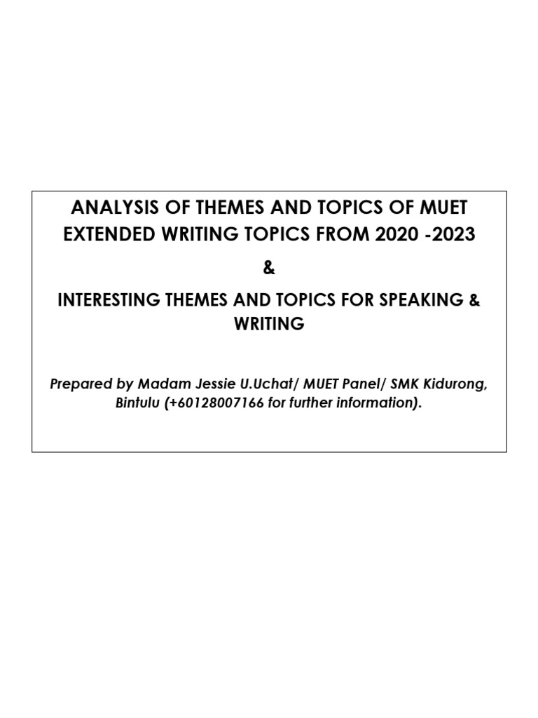 Analysis of Past Year MUET Extended Essay Themes and Topics | PDF ...