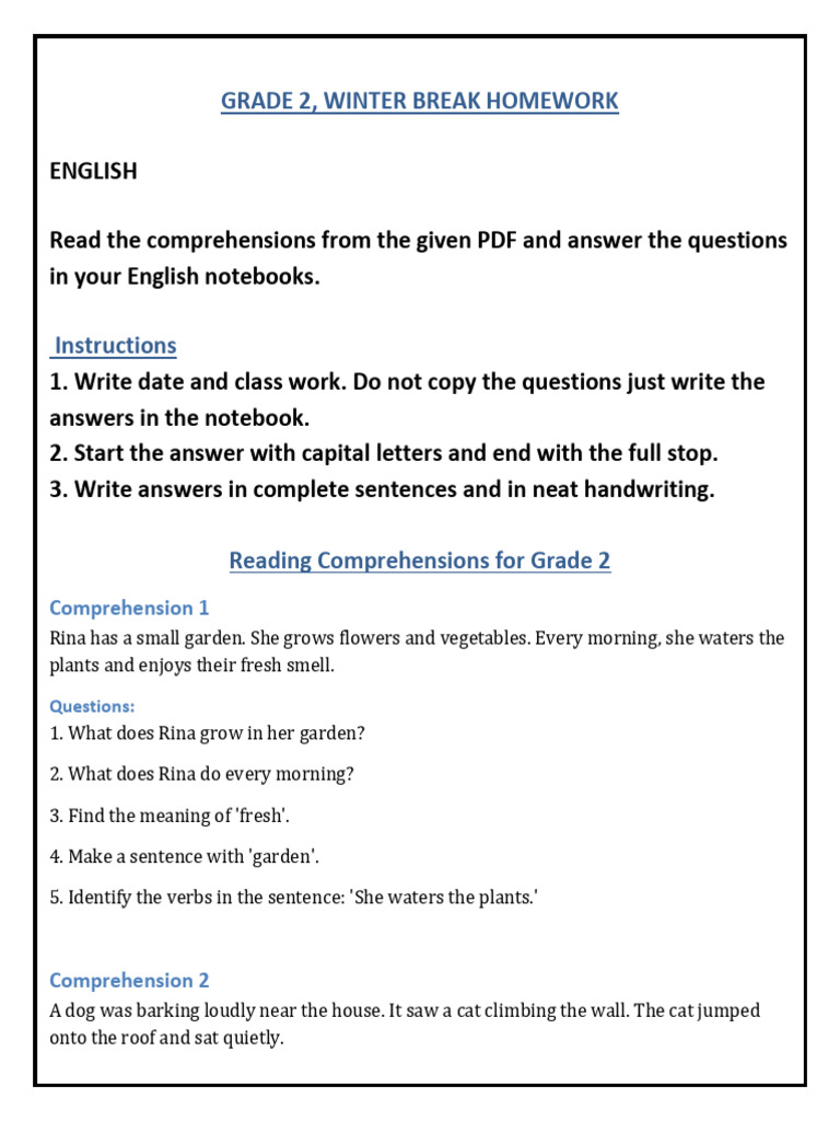 Grade 2 Reading Comprehensions-1 | PDF