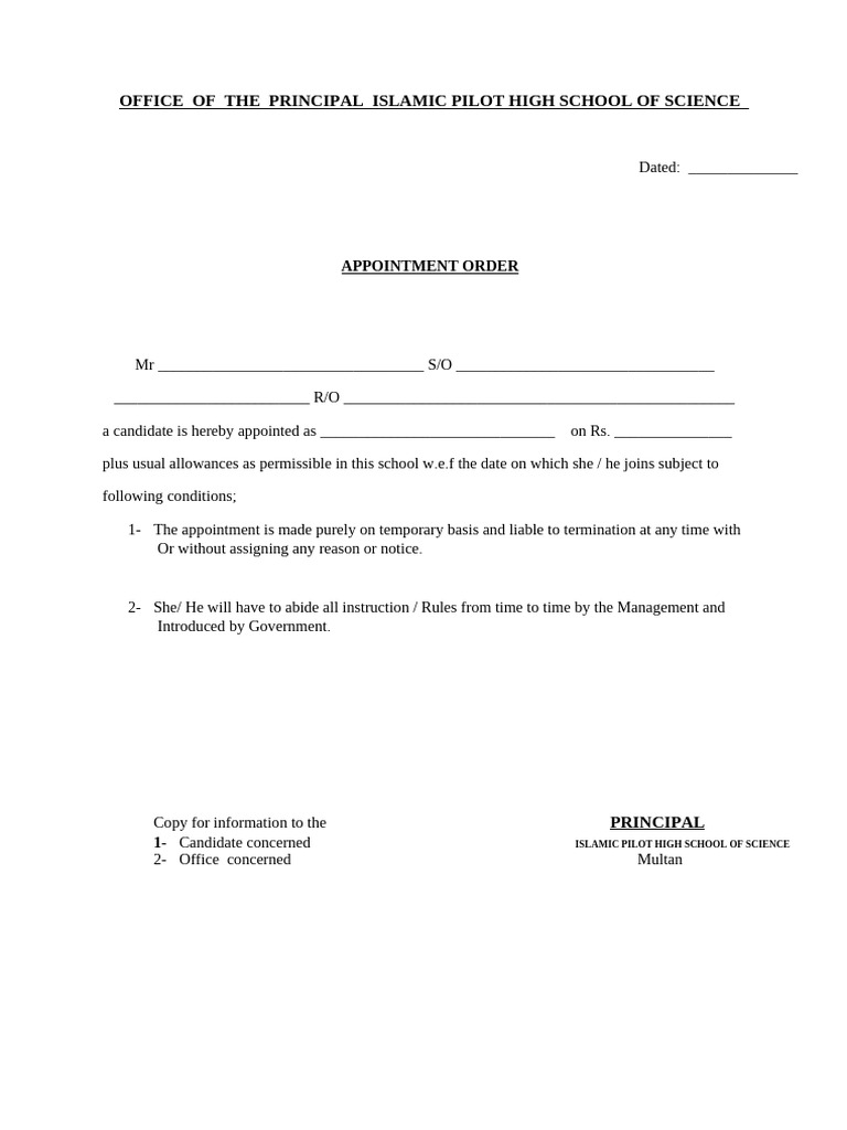Appointment Order | PDF