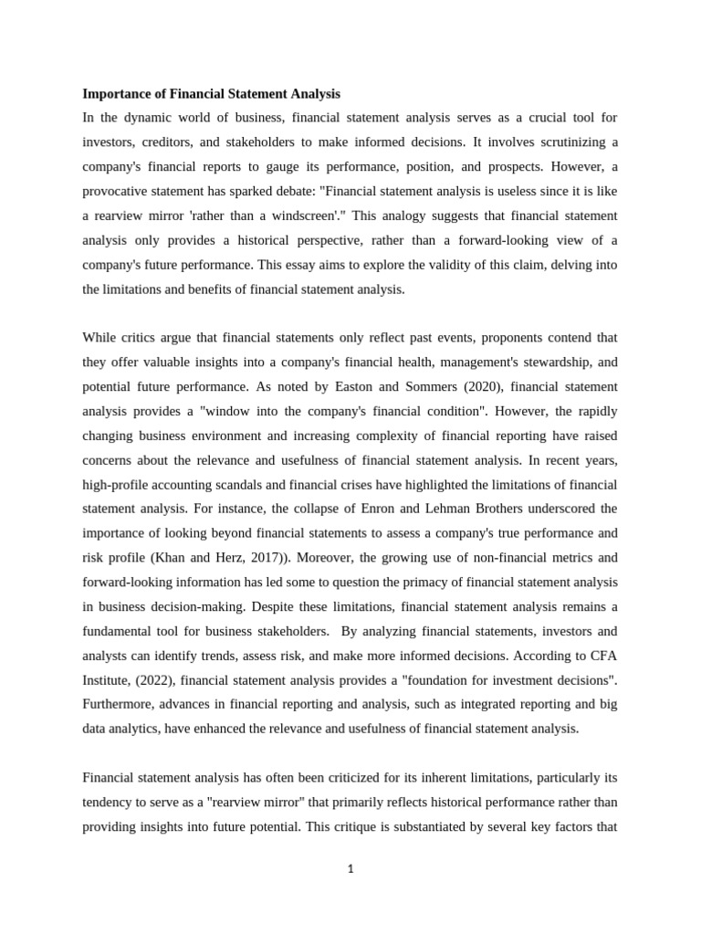 Evaluating Financial Statement Analysis | PDF | Scenario Planning | Risk