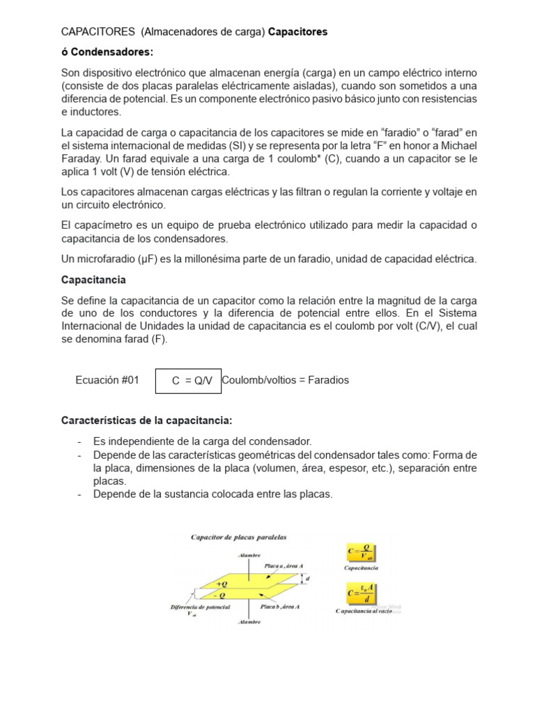 CAPACITORES | PDF | Capacidad | Condensador
