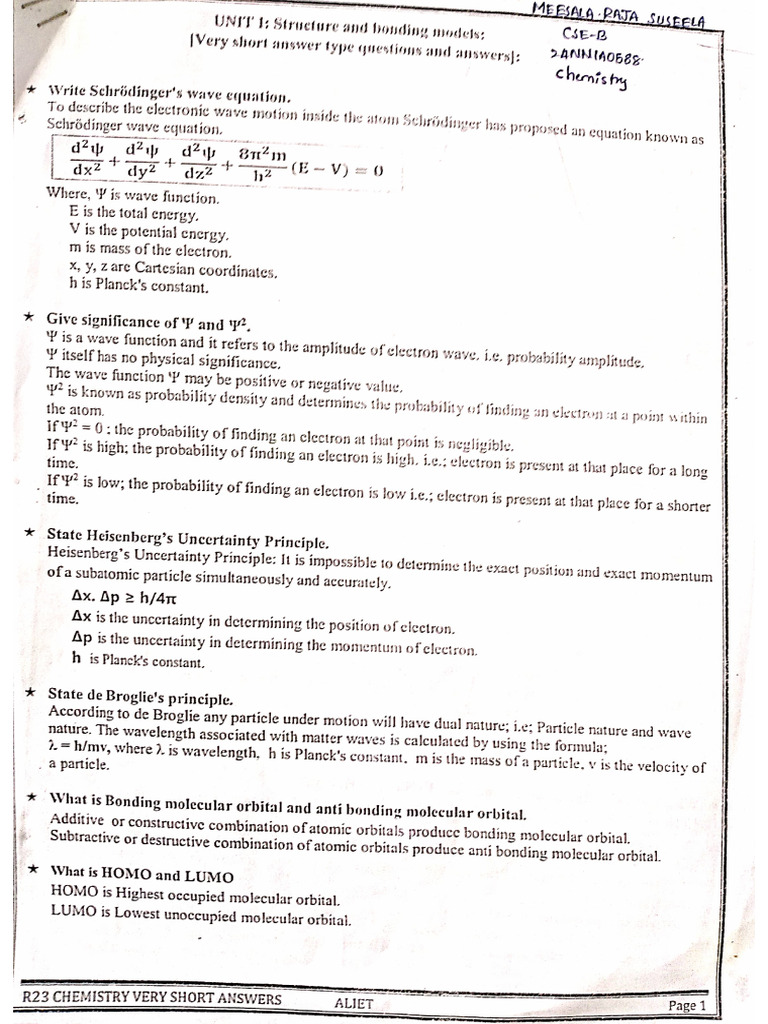 Chemistry Unit1&2 | PDF