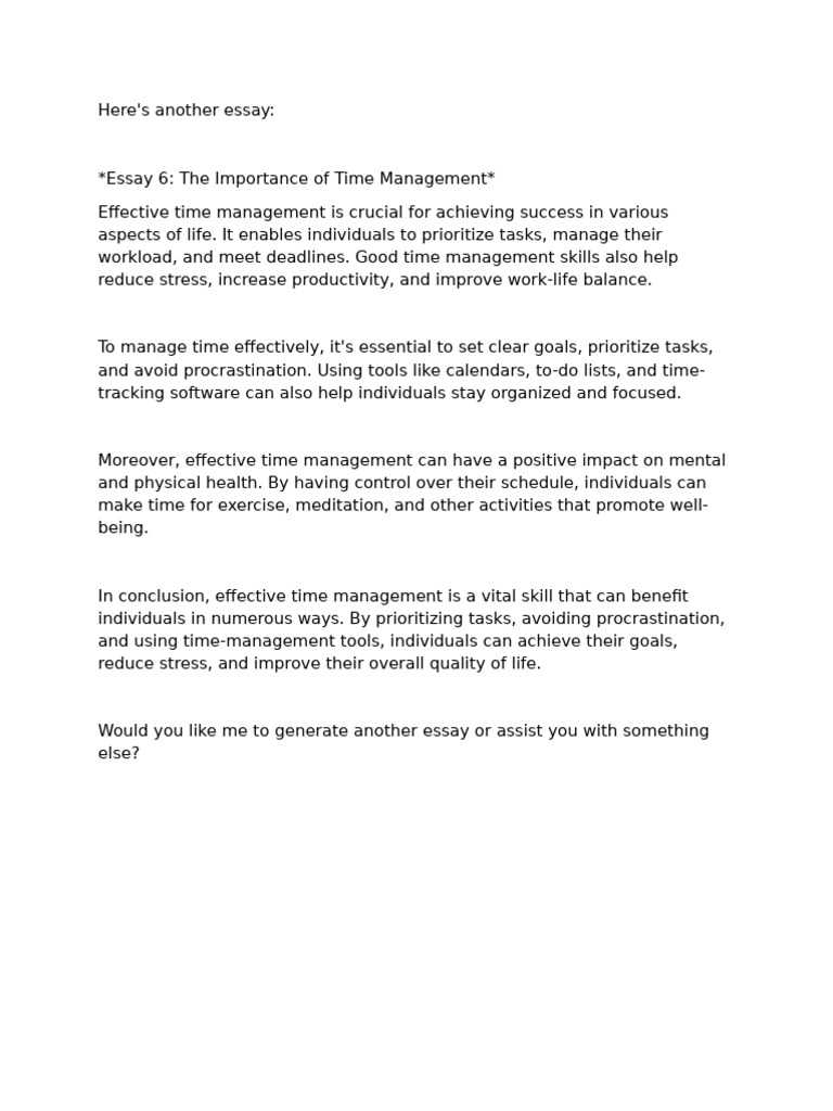 Importance of Time Management | PDF