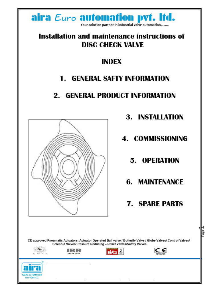 Instruction Manual For NRV Aira - Cair Make | PDF | Valve | Gas Technologies