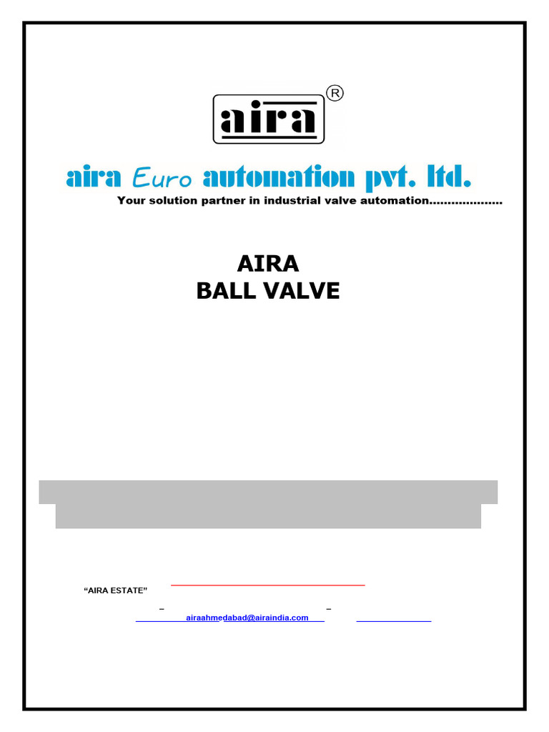 AIRA Ball Valve Installation Manual | PDF | Valve | Mechanical Engineering