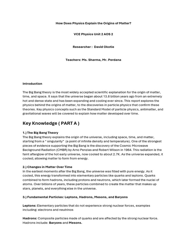 Physics Research Investigation Report Paper | PDF | Elementary Particle ...