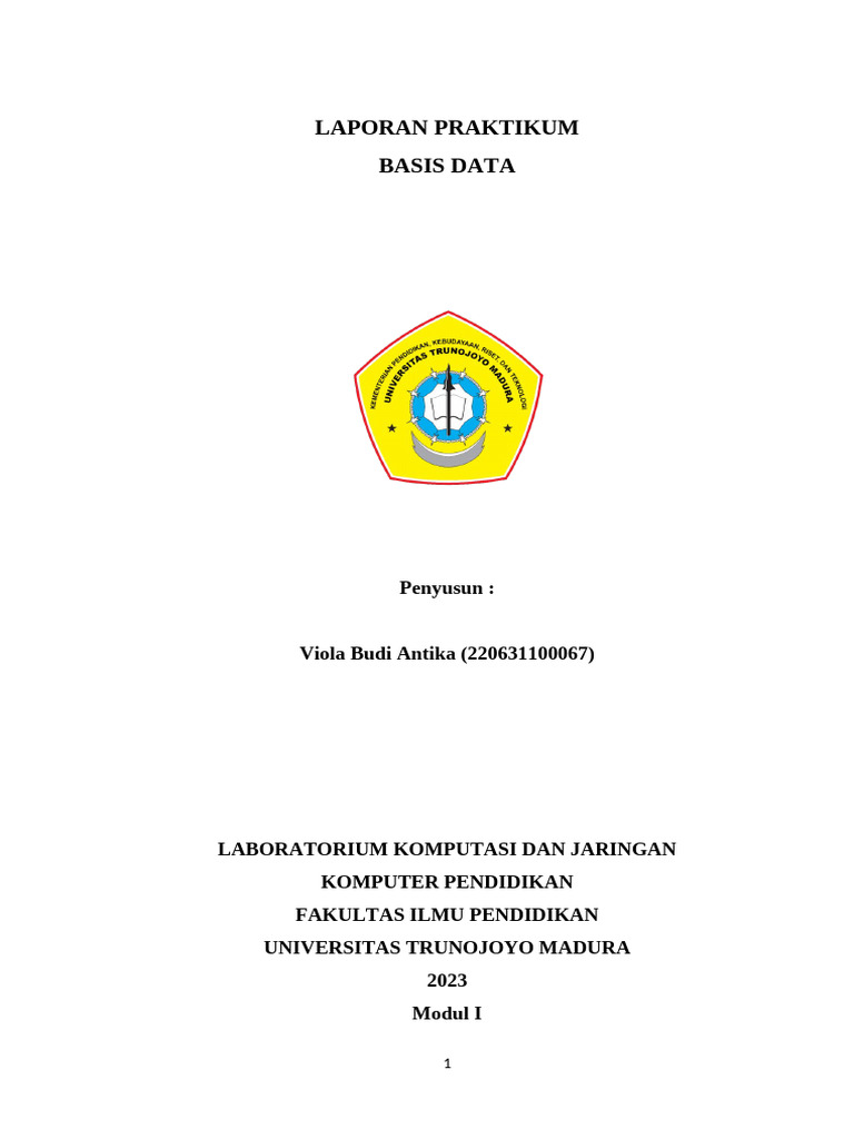 Laprak - Praktikum Basis Data - 220631100067 - Viola Budi Antika | PDF