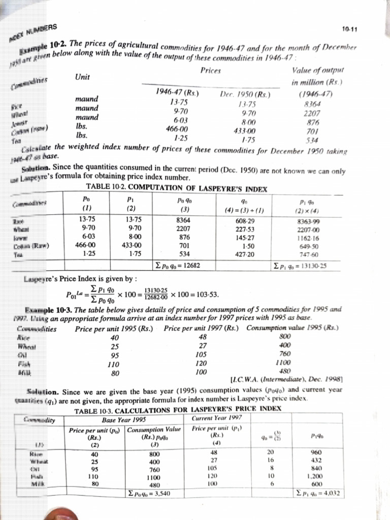 Index Numbers 1 PDF | PDF | Commodity