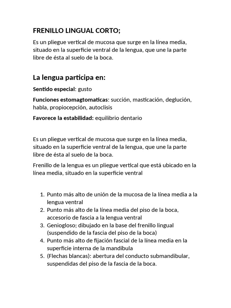 Clase 8 - Frenillo Lingual Corto | PDF | Lengua