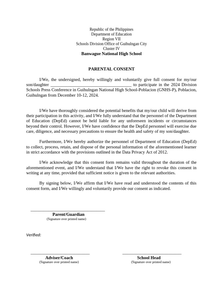 Parents Consent | PDF