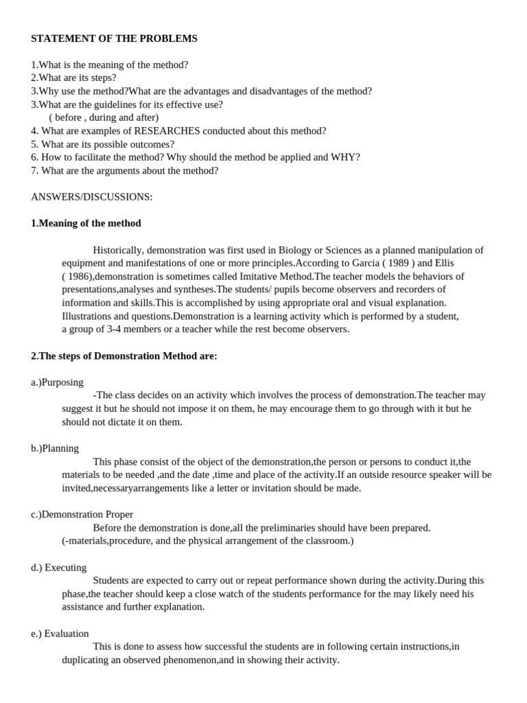 Demonstration Methodresearch Pdf Learning Teachers