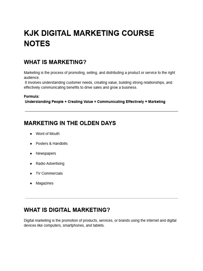 KJK Digital Marketing Course Notes English | PDF | Digital Marketing ...