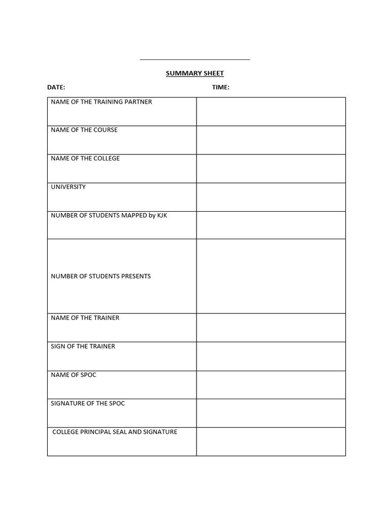 KJK 2.0 Summary Sheet | PDF