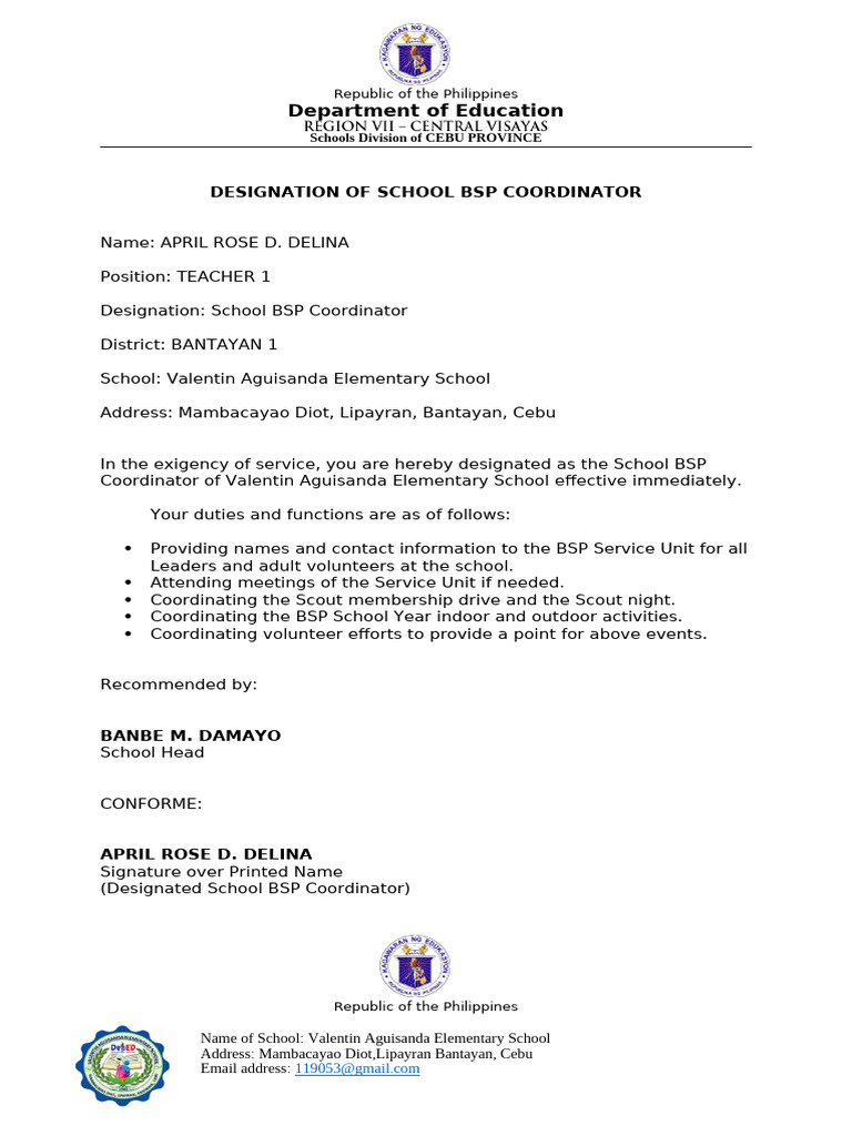 Designation Template For Guideline and Development | PDF