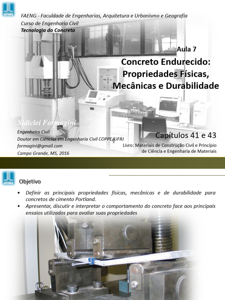 Aula 07 Concreto de Cimento Portland Propriedades Fisicas Mecânicas | PDF | Concreto | Engenharia
