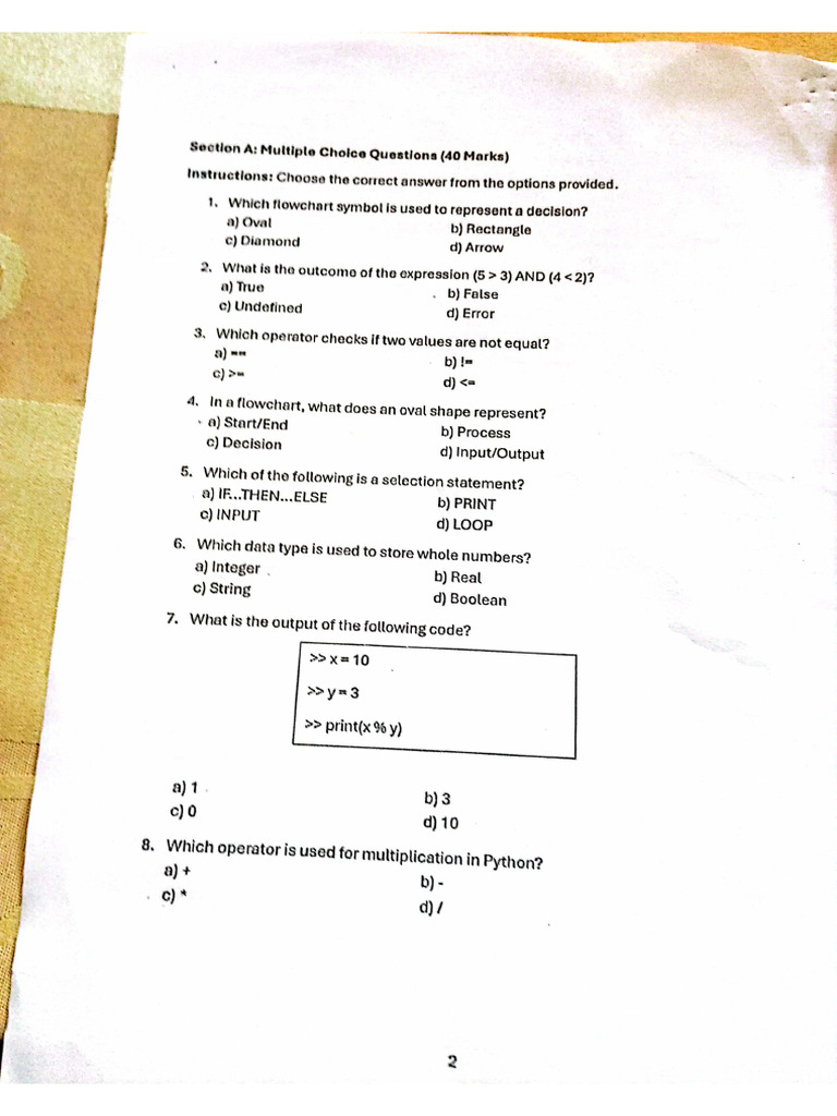 Form 1 2nd Term Test | PDF