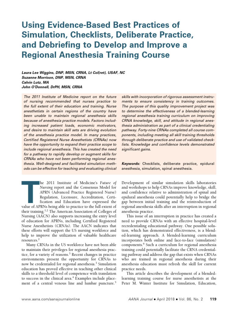 Using Evidence Based Best Practices of Simulation Checklists Deliberate ...