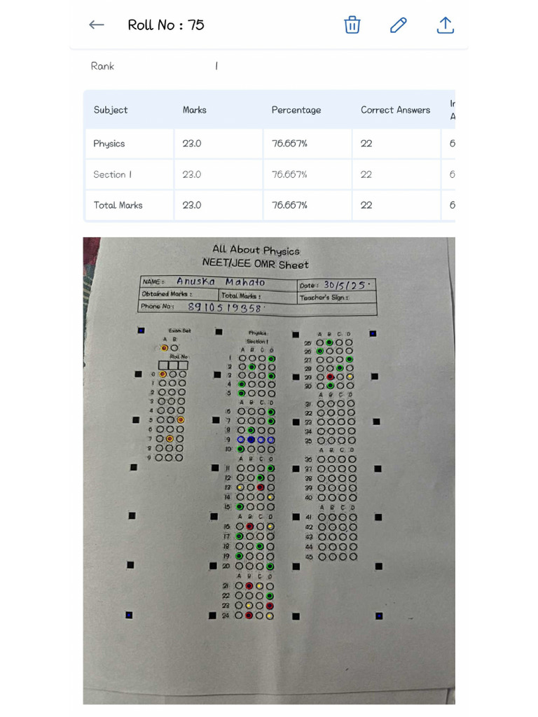 Electrostatics Board OMR Sheet | PDF
