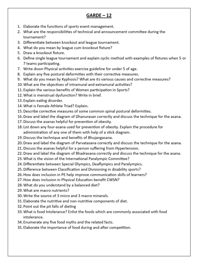 Grade 12 Important Question | PDF