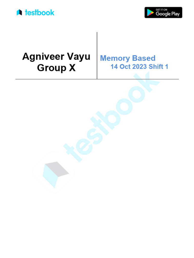 Agniveer Vayu Group X 14 Oct 2023 Shift 1 Memory Based Paper | PDF | Capacitance | Rotation ...
