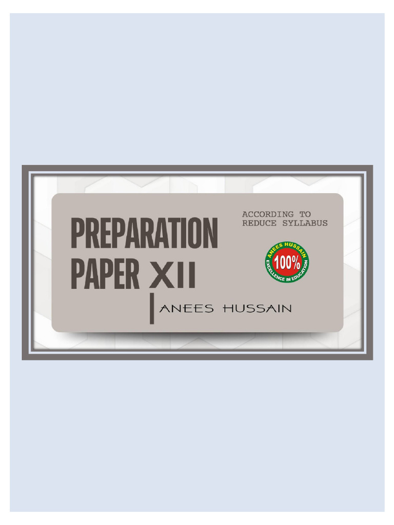 XII Sci Anees Hussain Pre Paper 2025 | PDF