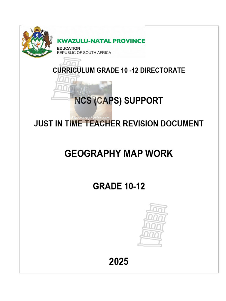 KZN Geography Grade 12 Jit Teacher Document Map Work 2025 | PDF | Geographic Information System ...