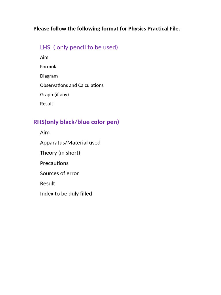 Physics Practical File Format | PDF