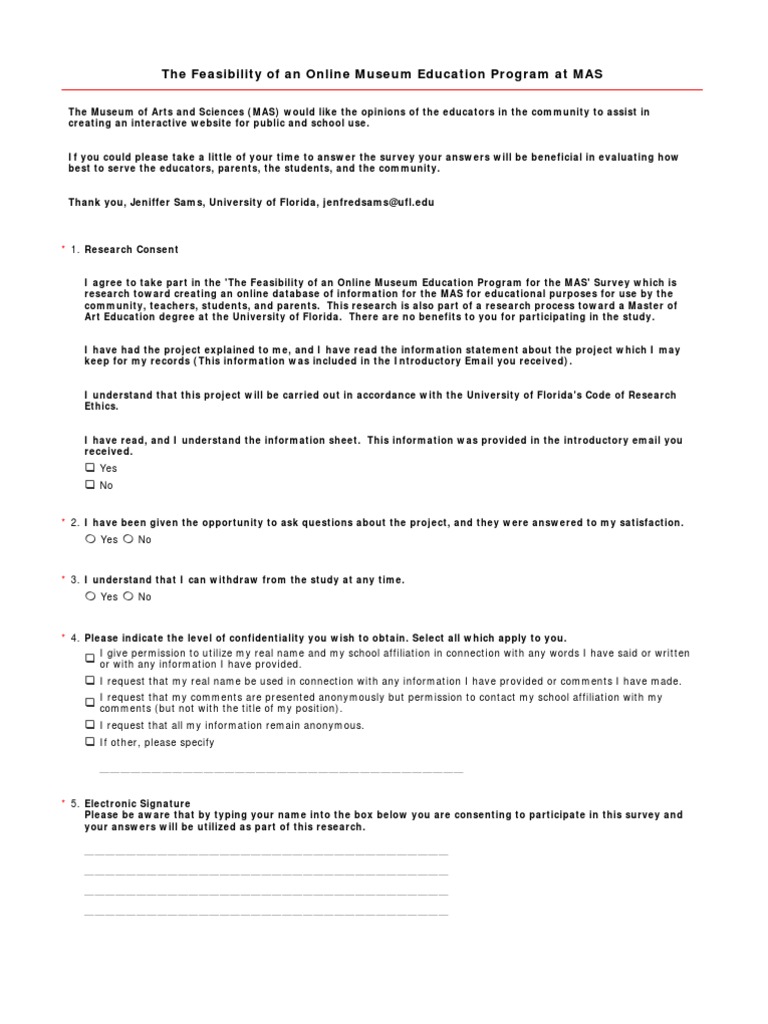 Jeniffer - Sams - Survey - Questions - The Museum of Arts and Sciences ...