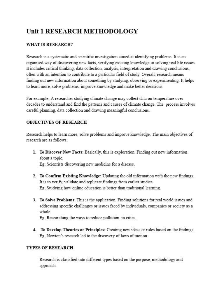Unit 1 Research Methodology | PDF | Hypothesis | Quantitative Research