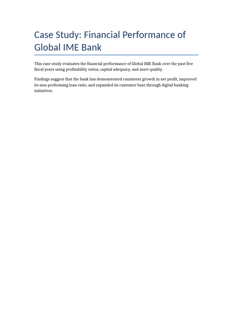 Case Study Global IME Bank | PDF
