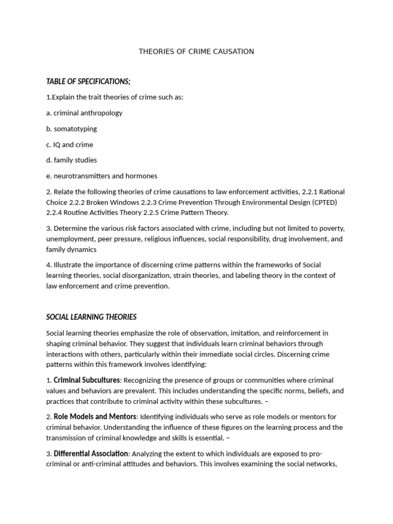 Theories of Crime Causation | PDF | Crimes | Crime & Violence