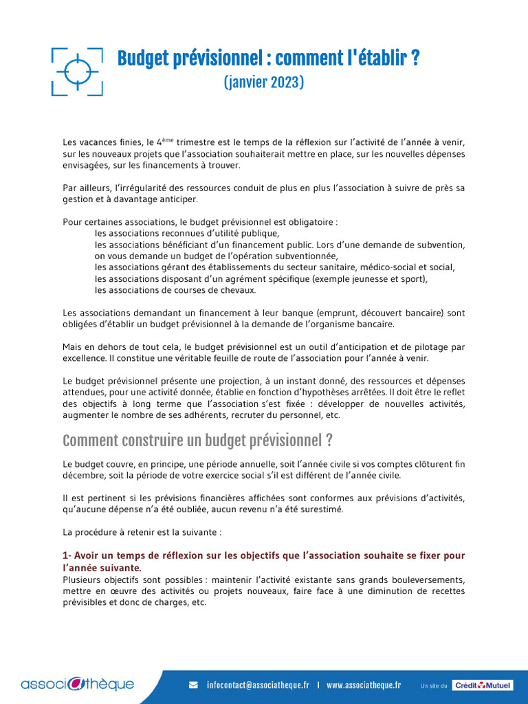 Élaboration d'un budget prévisionnel associatif | PDF | Budget | Économie