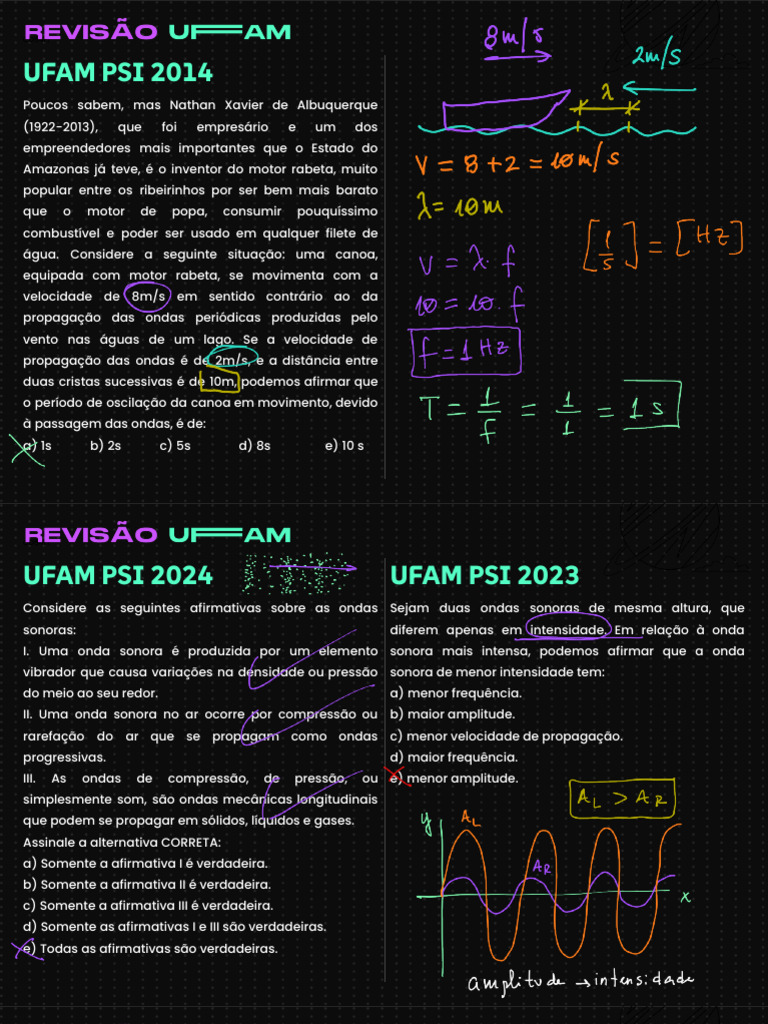 REVISÃO FINAL UFAM - Ondulatória - 250604 - 221129 | PDF | Som | Ondas