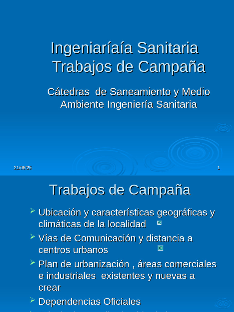 Clase 01 (Trabajos en Campaña) | PDF | Agua | Saneamiento
