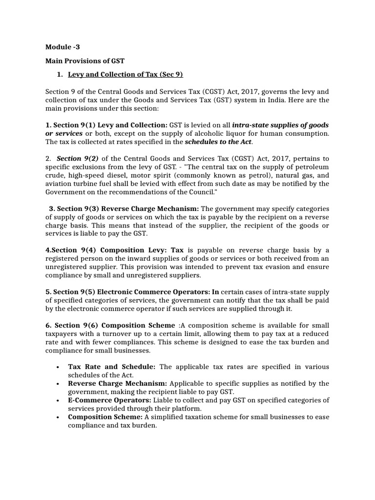Module 3 Main Provisions of GST | PDF | Taxes | Invoice