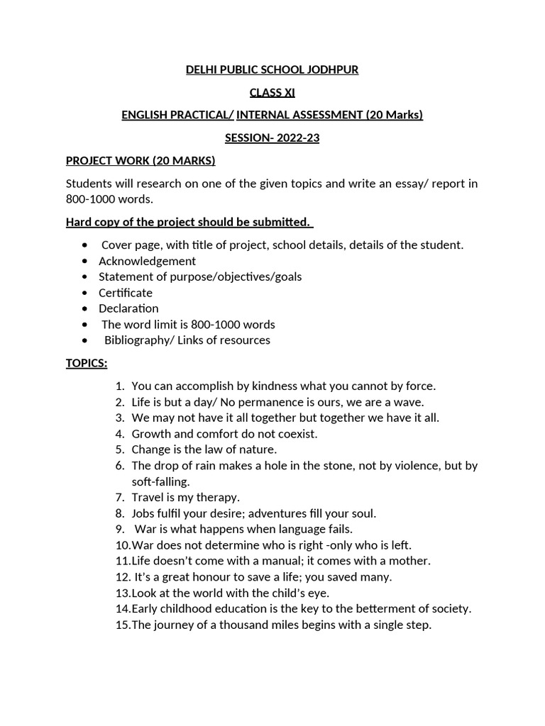 English Practical Class Xi | PDF