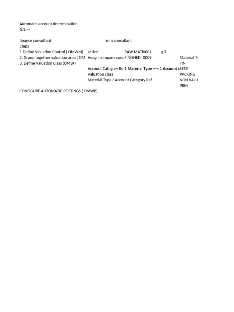 Automatic Account Determination | PDF