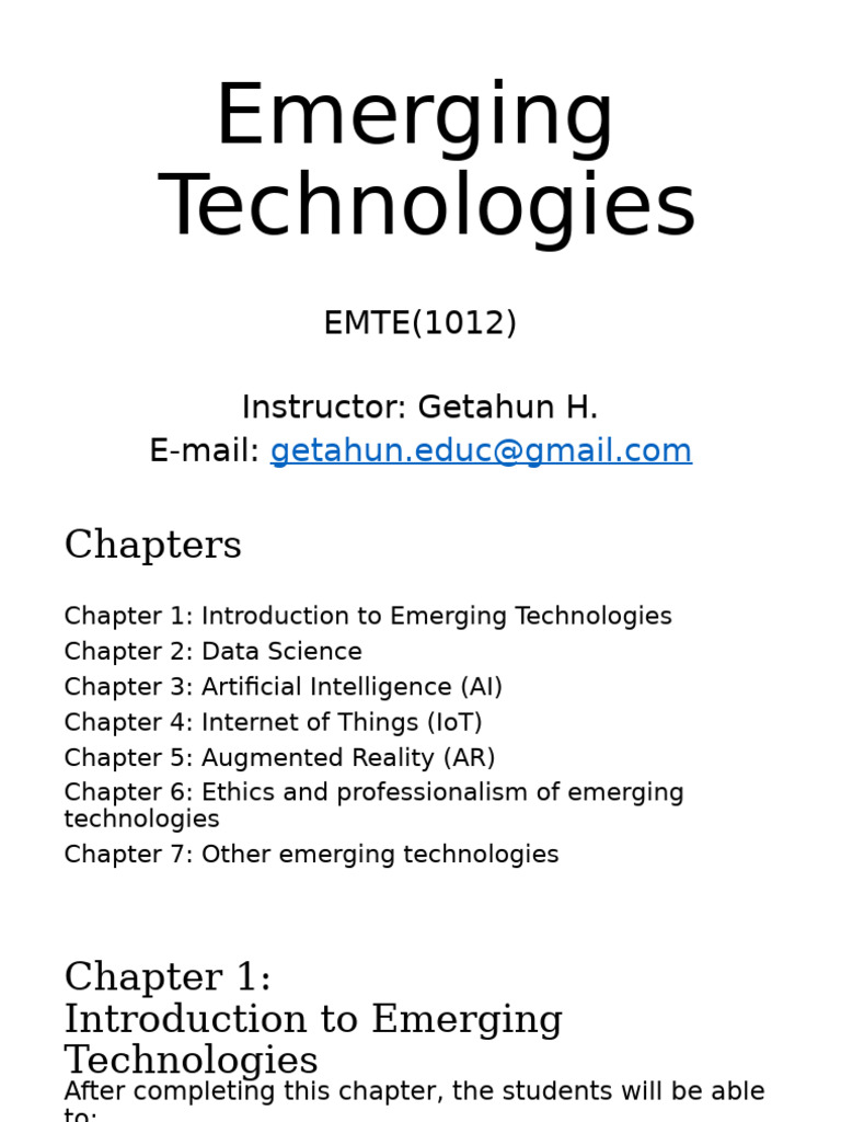 Emerging Technologies PPT | PDF | Virtual Reality | Internet Of Things