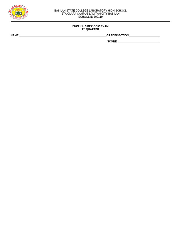 English 9 PT 2nd Quarter | PDF