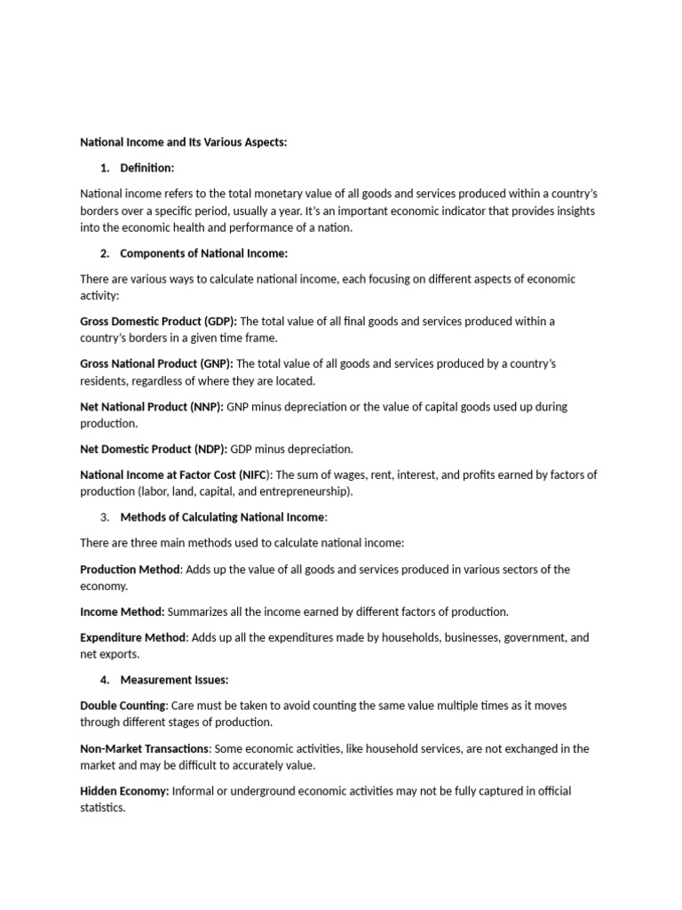 Understanding National Income Components | PDF | Measures Of National ...