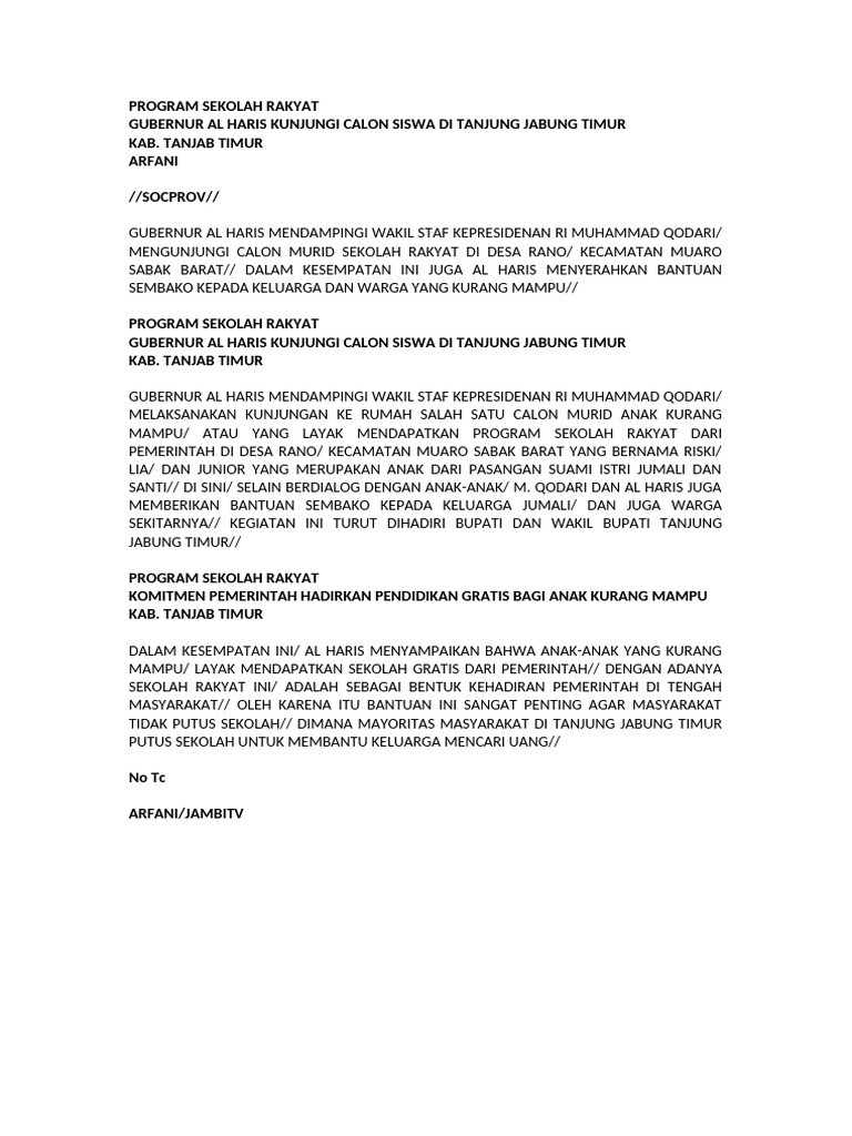 Oke Program Sekolah Rakyat | PDF