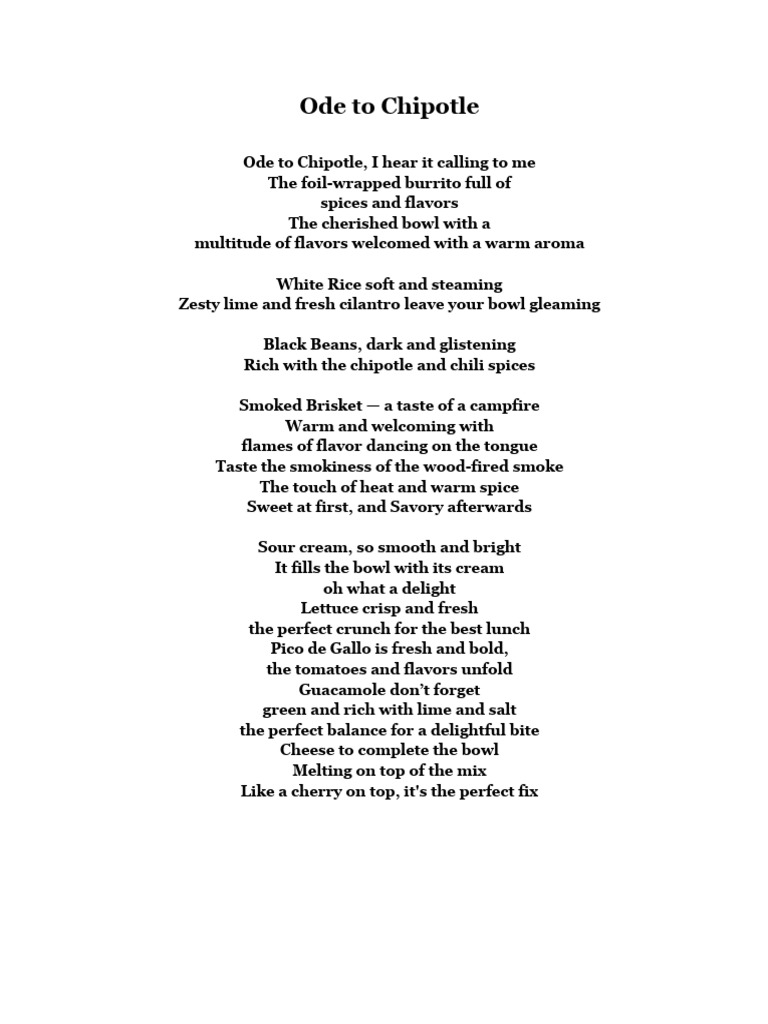 Ode to Chipotle: A Flavorful Tribute | PDF