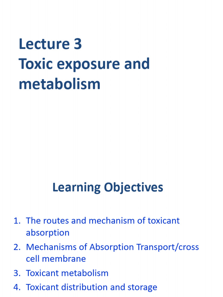 Lecture 3 - Toxicant Exposure and Absorption - Eng - 2023 | PDF ...