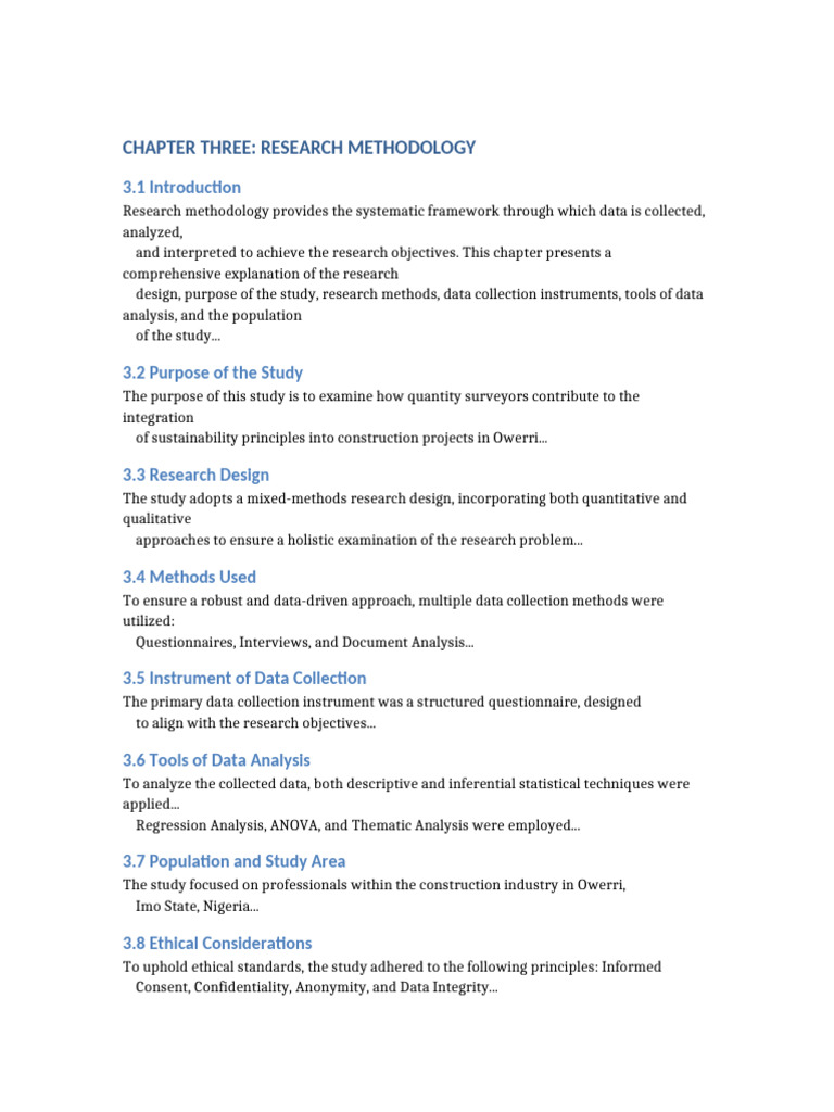 Chapter Three Research Methodology | PDF