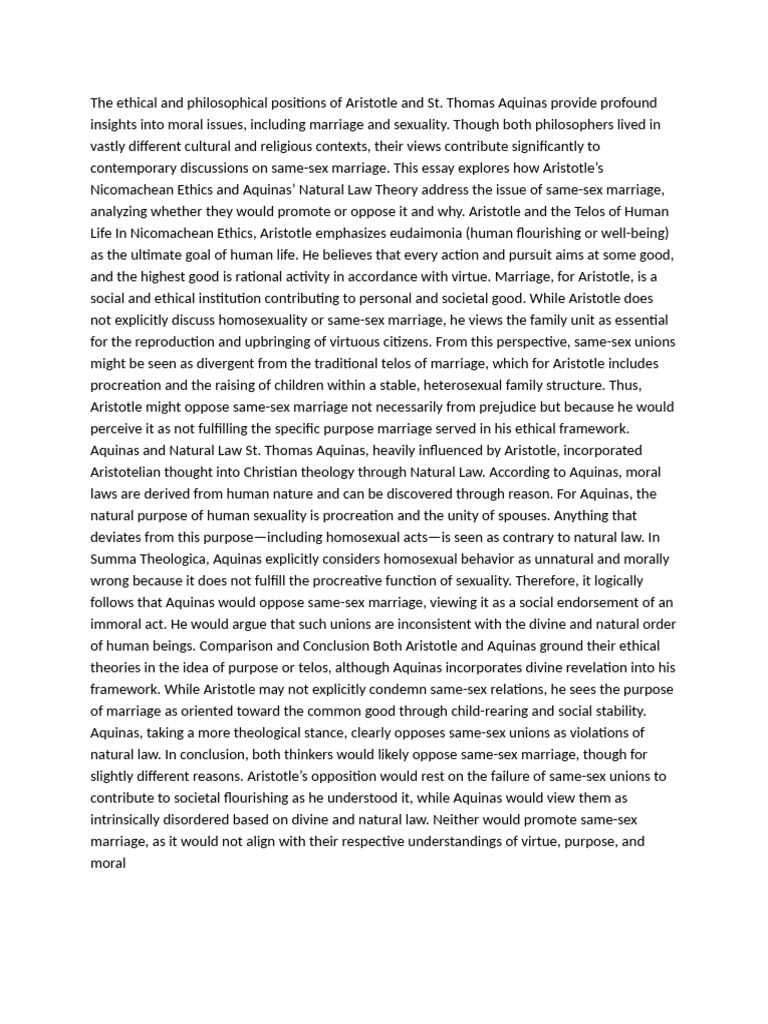 The Ethical and Philosophical Positions of Aristotle and ST | PDF ...
